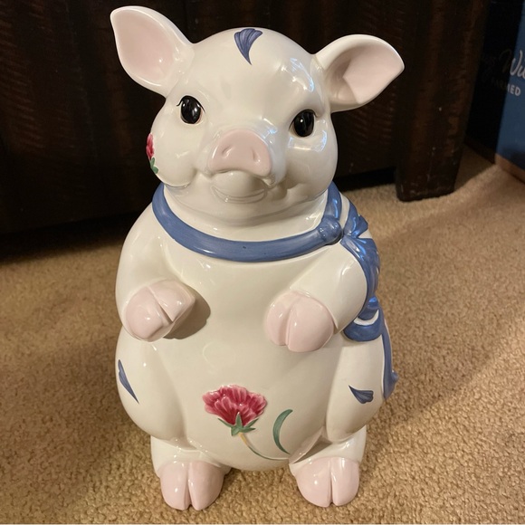 Lenox | Dining | Lenox Cookie Jar Poppies On Blue Barnyard Country Pig ...